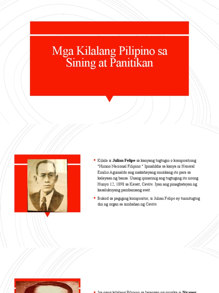 Mga Kilalang Pilipino Sa Sining at Panitikan | PDF