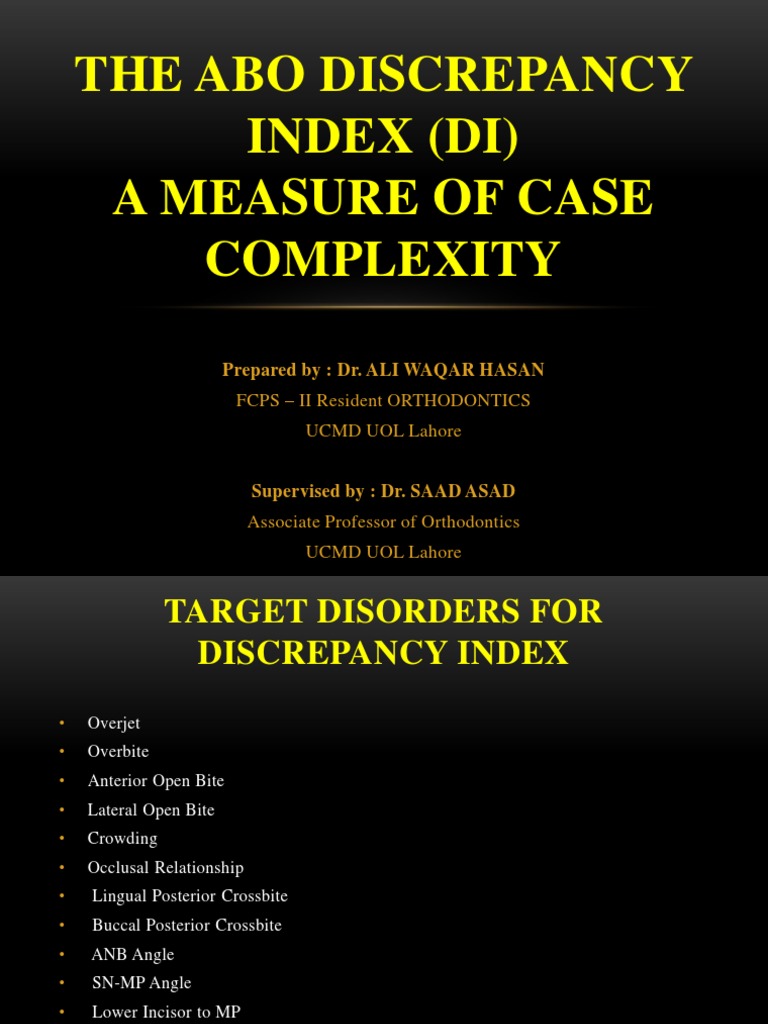 The Abo Discrepancy Index (Di) A Measure of Case Complexity: Prepared ...