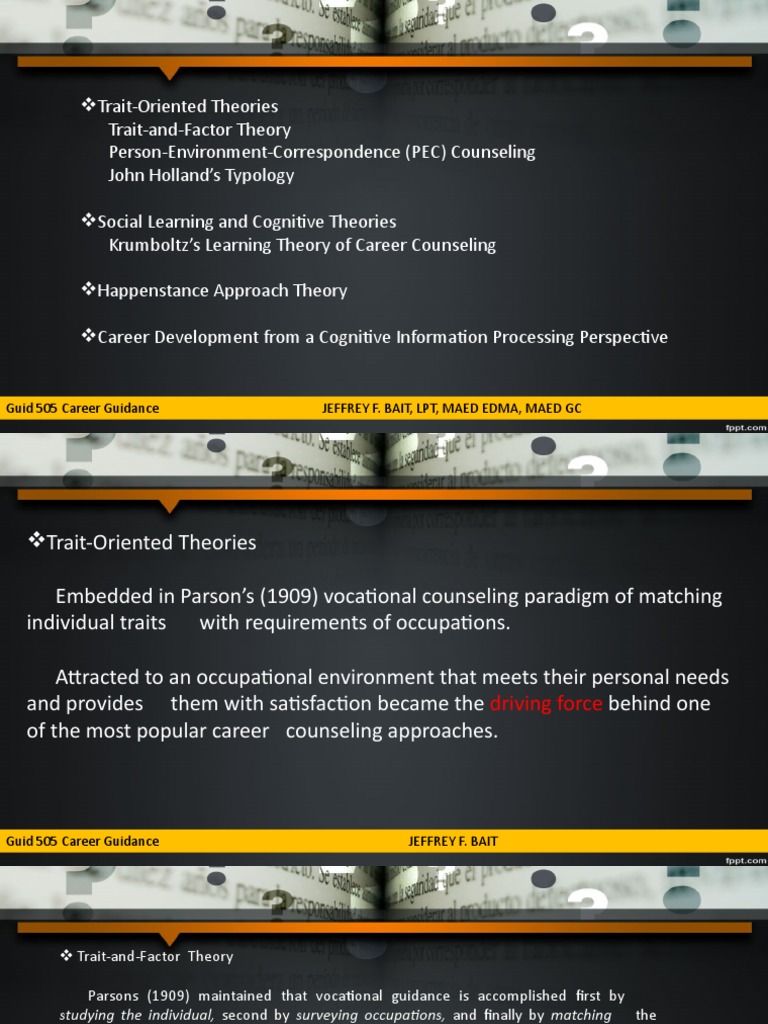 Trait-Oriented Theories, Person-Environment-Correspondence (PEC ...