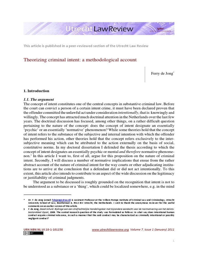 Theorizing Criminal Intent: A Methodological Account | PDF | Concept ...