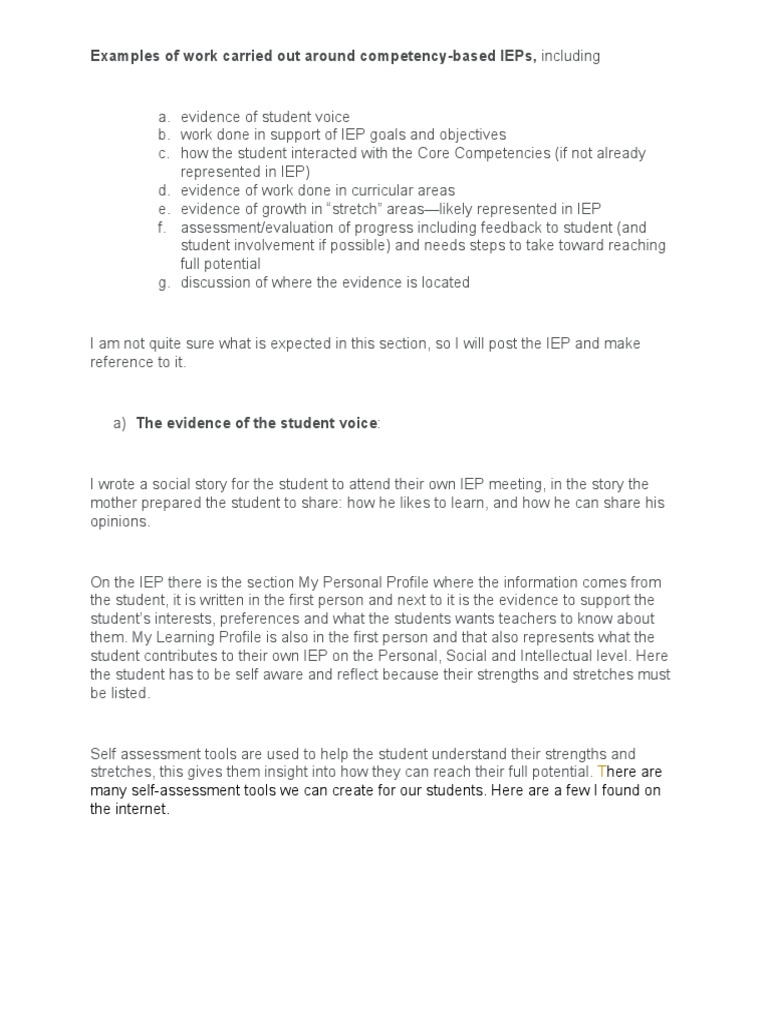 Examples of Work Carried Out Around Competency-Based Ieps | PDF ...