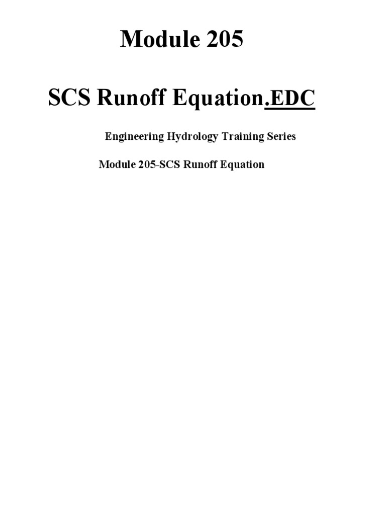 Engineering Hydrology Training Series Module 205-SCS Runoff Equation ...