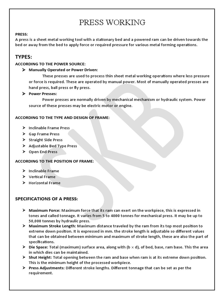 Press Working | PDF | Sheet Metal | Industrial Processes