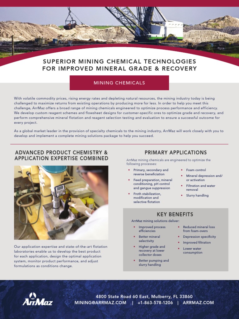 ArrMaz Mining Product Line Benefit Sheet PDF | PDF | Mining | Minerals
