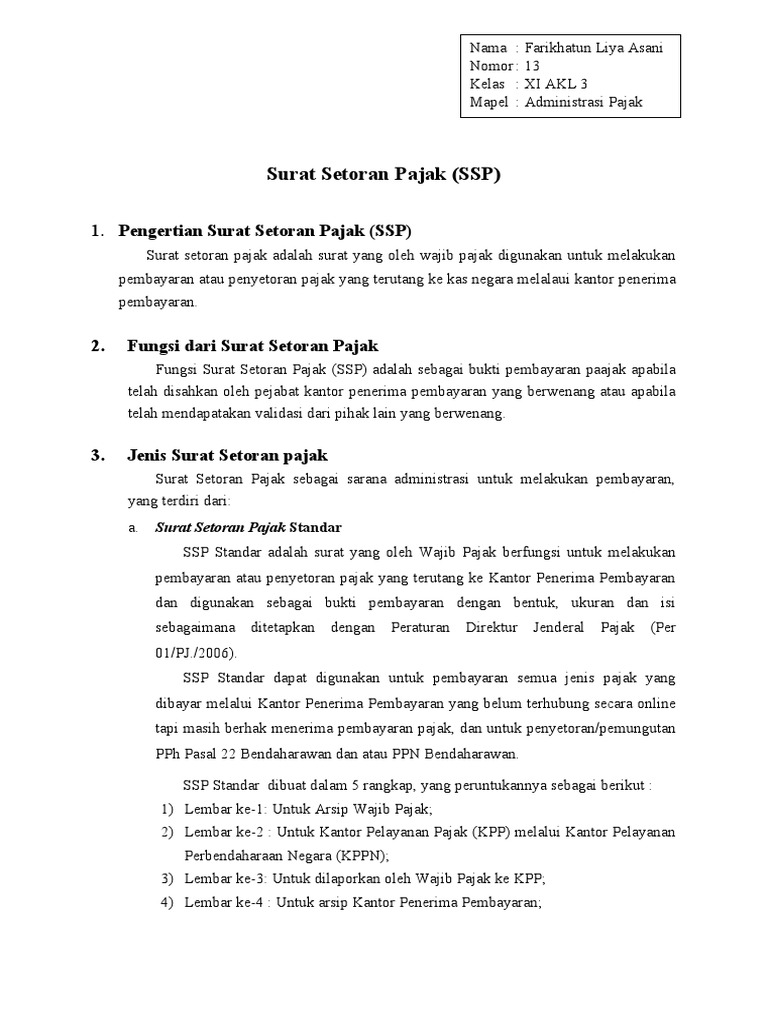 Ringkasan Surat Setoran Pajak | PDF