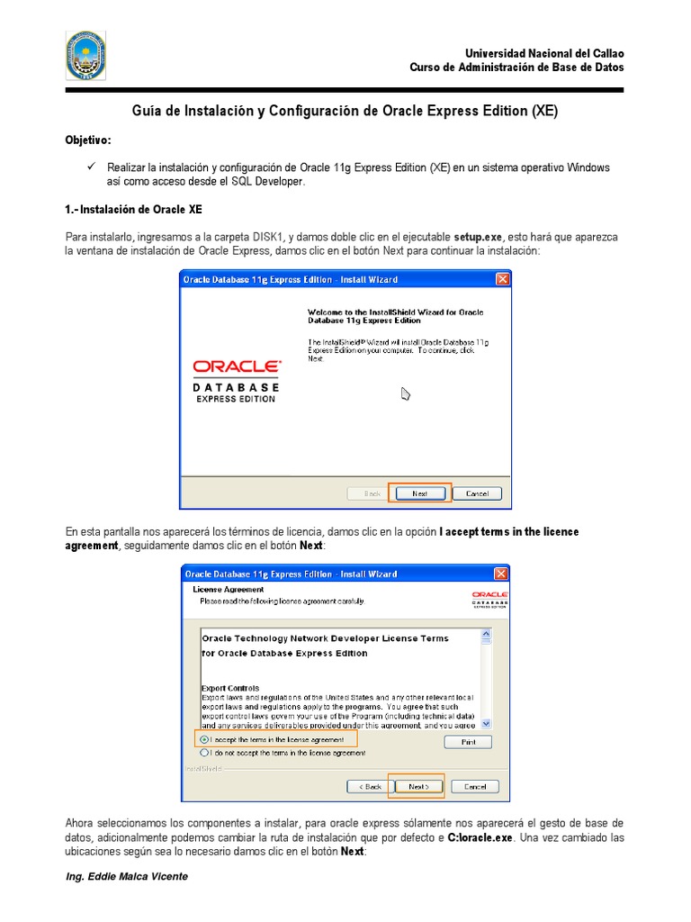 Guía De Instalación Y Configuración De Oracle 11g Express Pdf Sql
