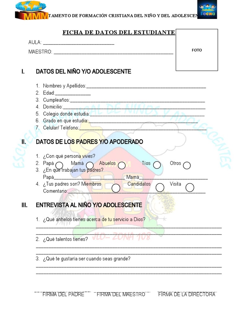 Ficha de Datos Del Estudiante | PDF