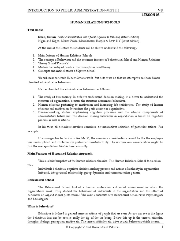 Introduction To Public Administration-Mgt111 | PDF | Motivation | Motivational