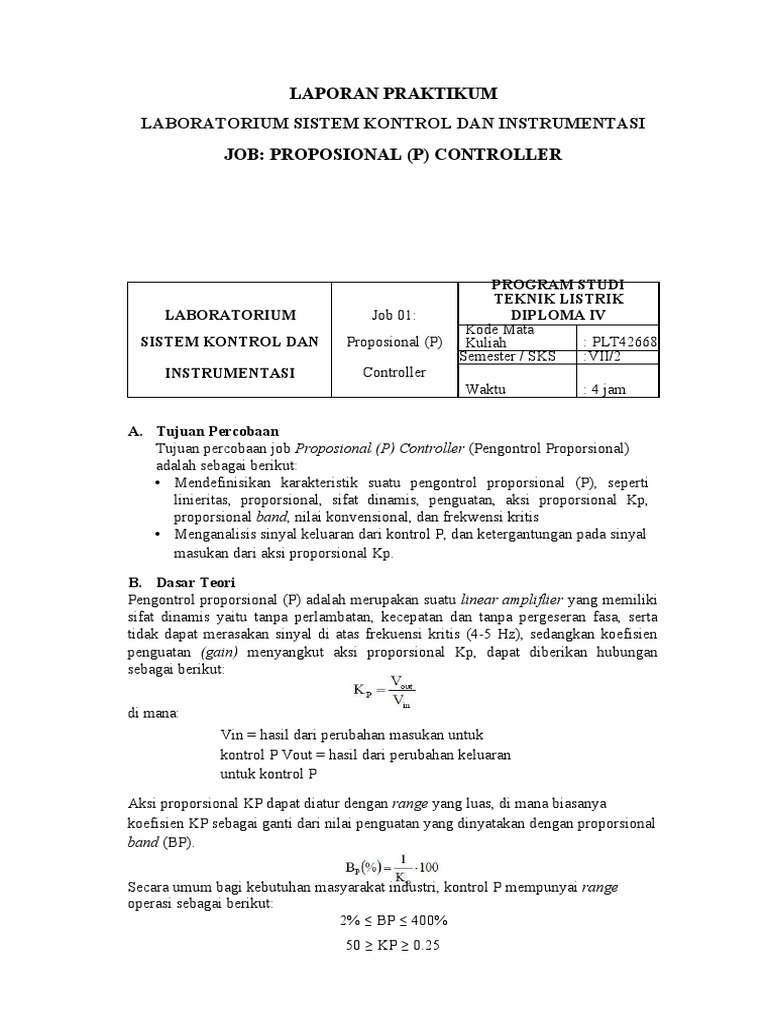 Proporsional (P) Controller | PDF