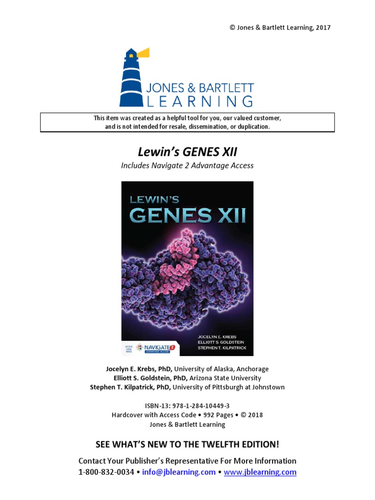 Lewin's GENES XII: Includes Navigate 2 Advantage Access | PDF | Rna | Gene