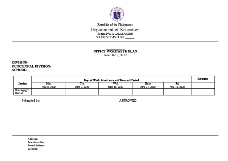 Deped Office Workweek Plan | PDF