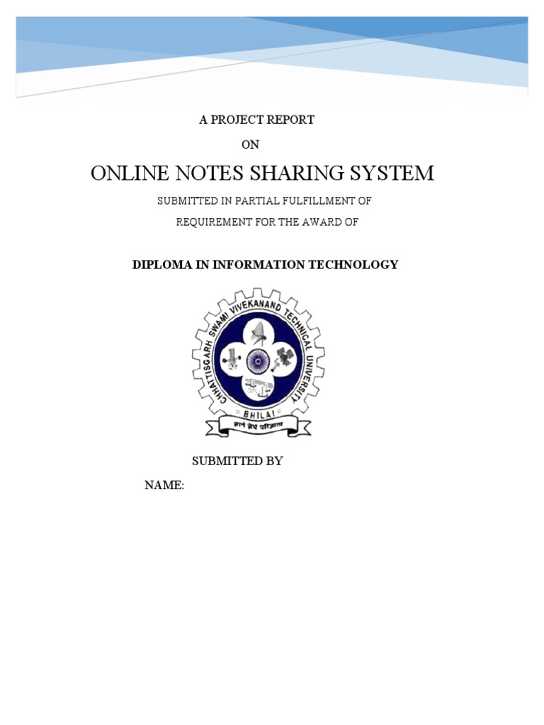 Online Notes Sharing System: A Project Report ON | PDF | Computing ...