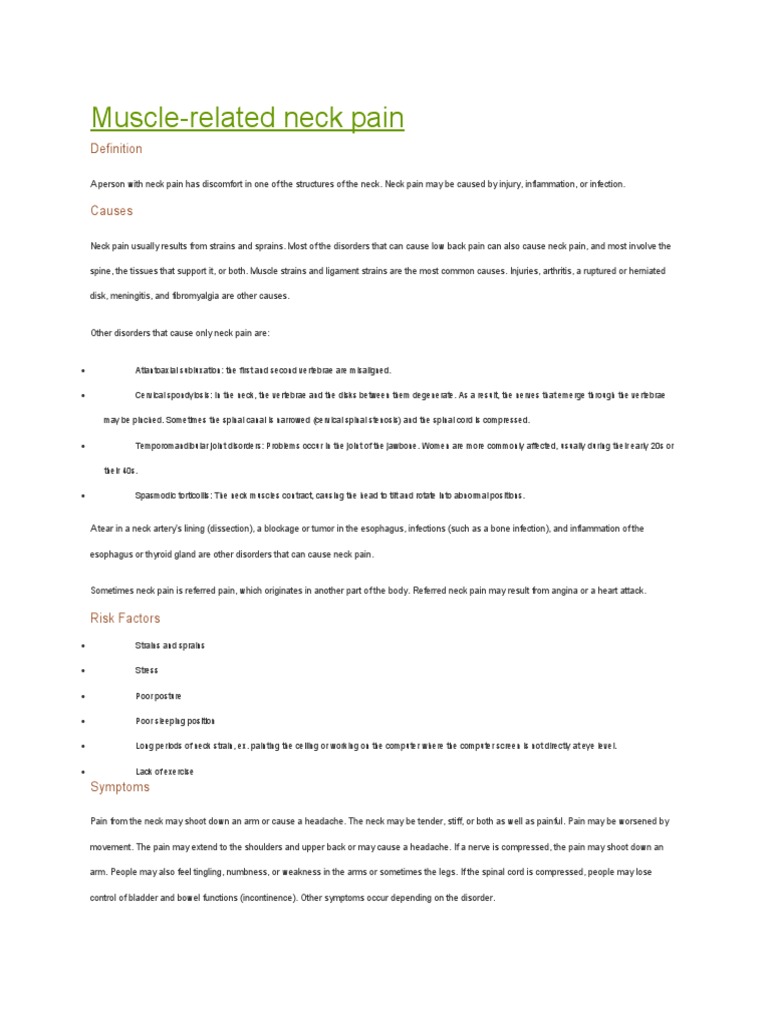 Neck Pain | PDF | Muscle | Pain