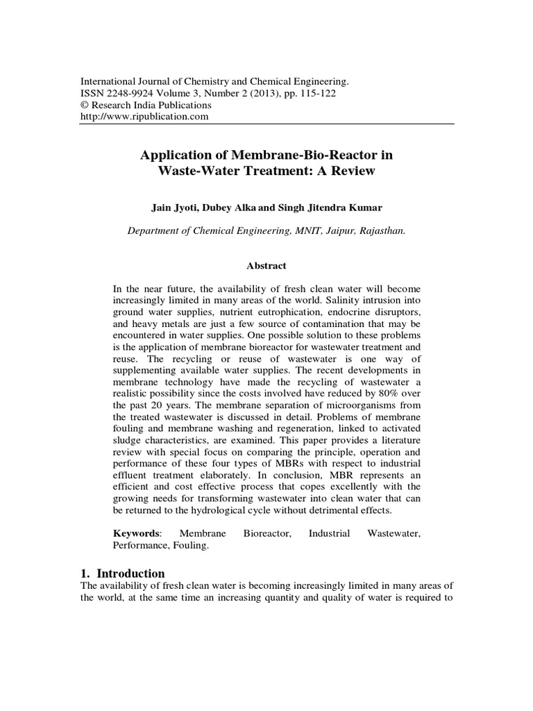 External MBR Vs Internal MBR | PDF | Sewage Treatment | Membrane