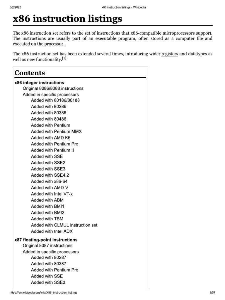 x86 Instruction OPCODE | PDF | Computer Architecture | Computer Engineering
