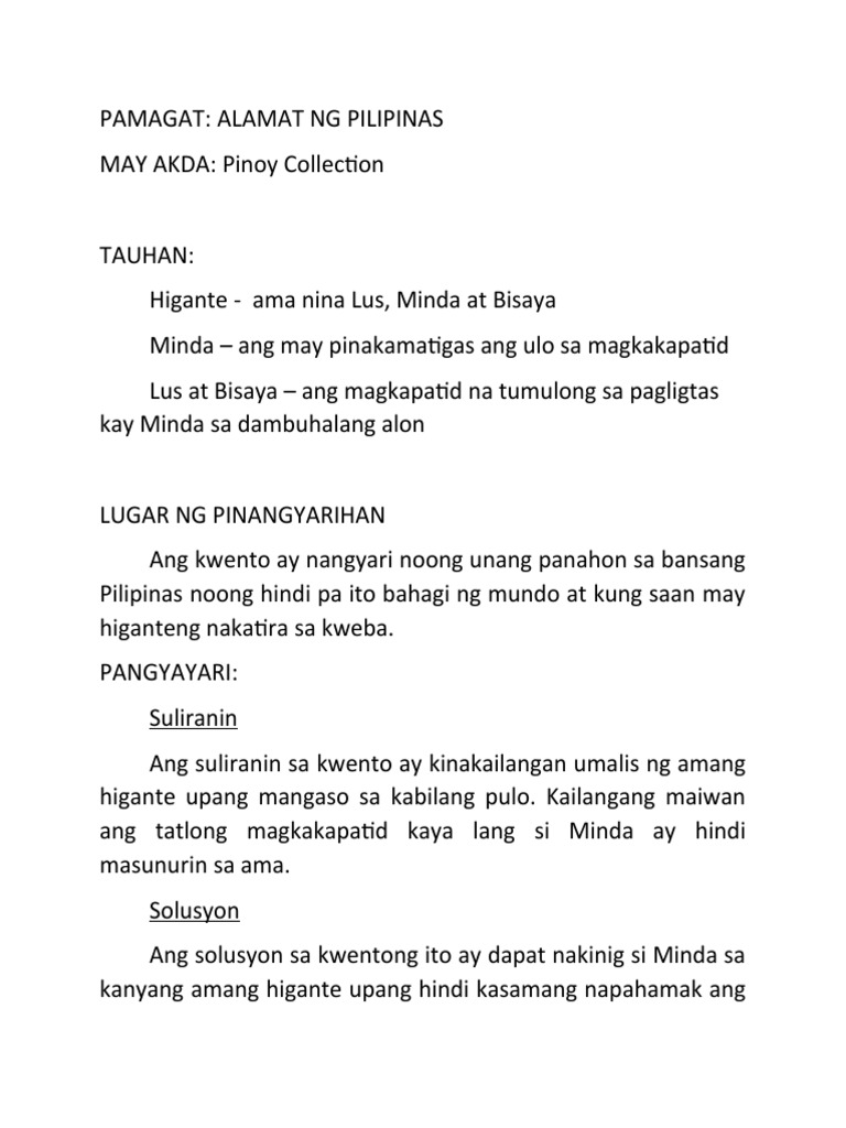 Alamat NG Pilipinas Buod | PDF