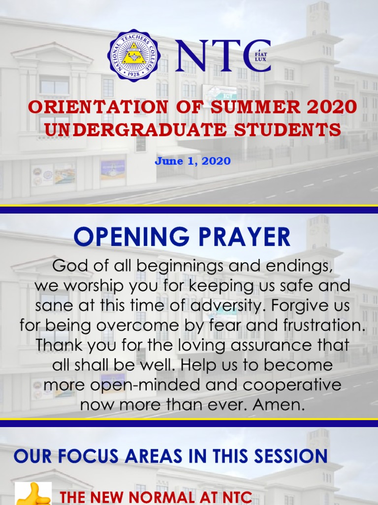 Orientation Of Summer 2020 Undergraduate Students June 1 2020 Pdf