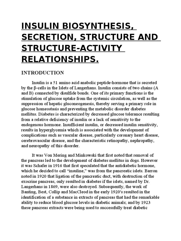 Insulin Bio Synthesis | PDF | Insulin | Secretion