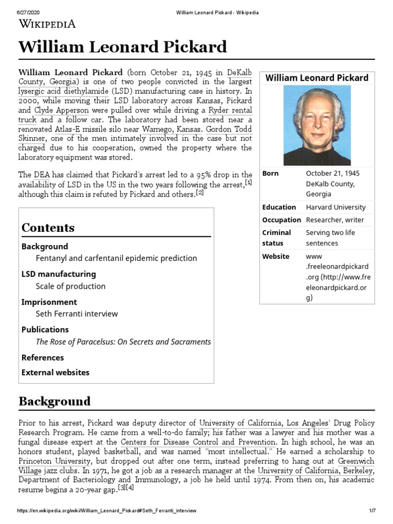 William Leonard Pickard (Born October 21, 1945 in Dekalb | PDF