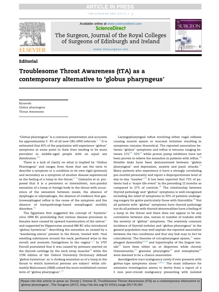 Troublesome Throat Awareness (tTA) As A Contemporary Alternative To ...