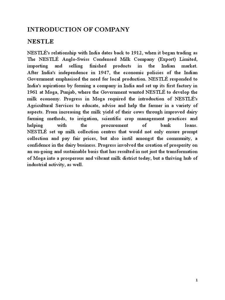 Introduction of Company Nestle | PDF | Nestlé | Retail