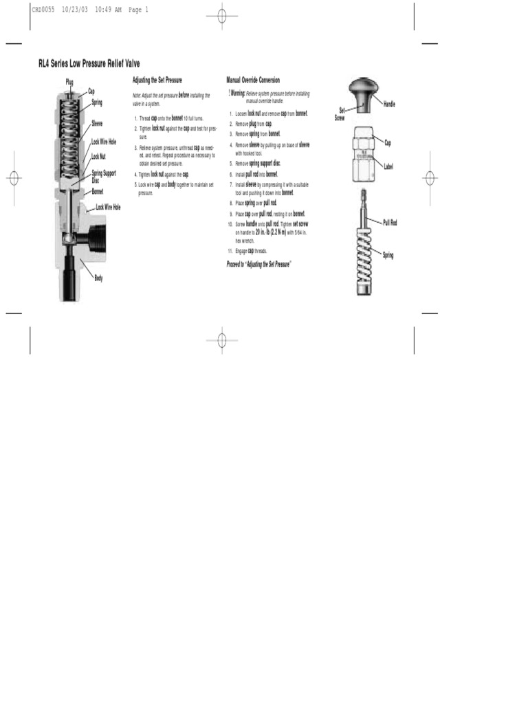 RL4 Series Relief Valve Adjustment and Seal Replacement Instructions ...