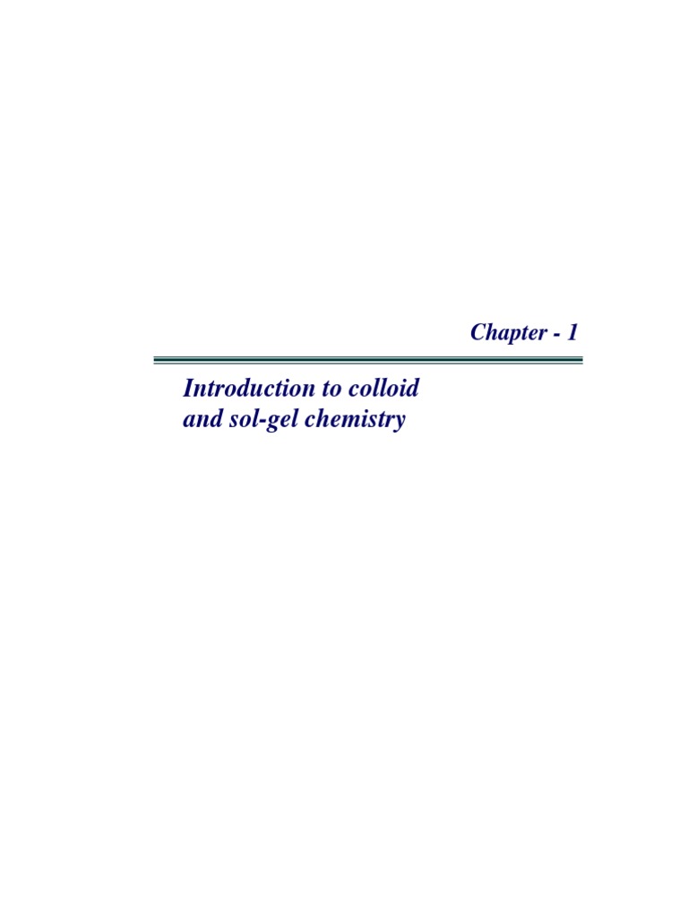Introduction To Colloid and Sol-Gel Chemistry: Chapter - 1 | PDF ...