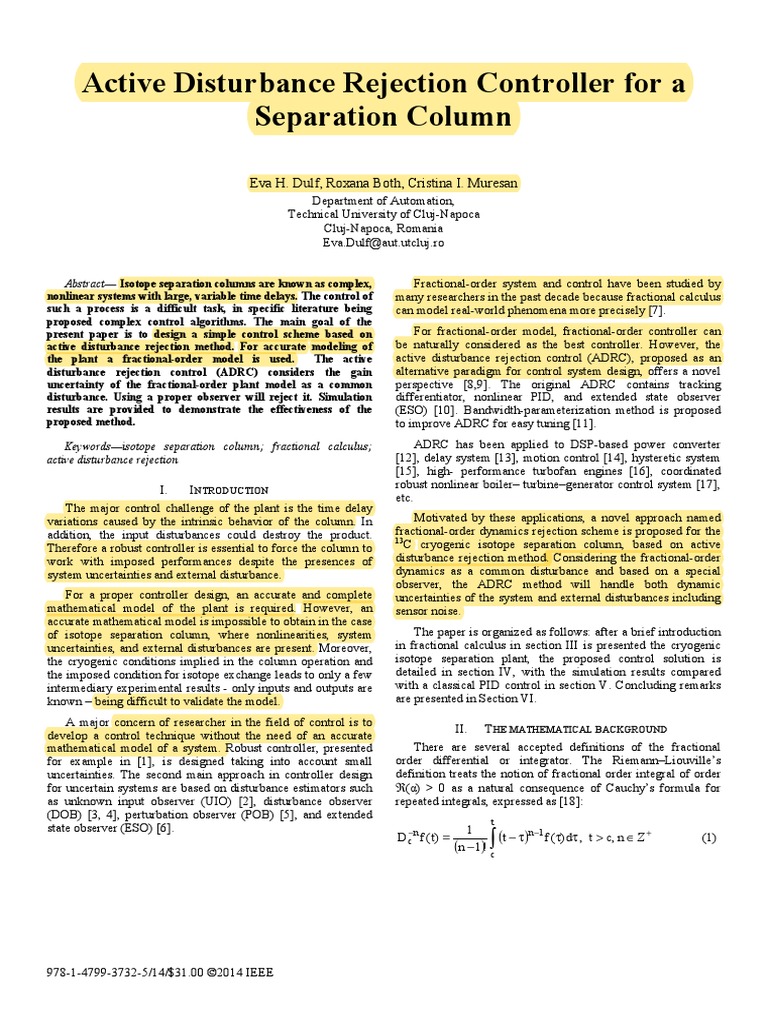 Active Disturbance Rejection Controller | PDF | Control Theory | Mathematical Model