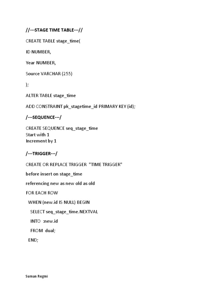 STAGE TIME TABLE - //: Suman Regmi | PDF
