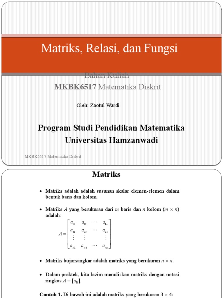 3 Matriks, Relasi, Dan Fungsi | PDF
