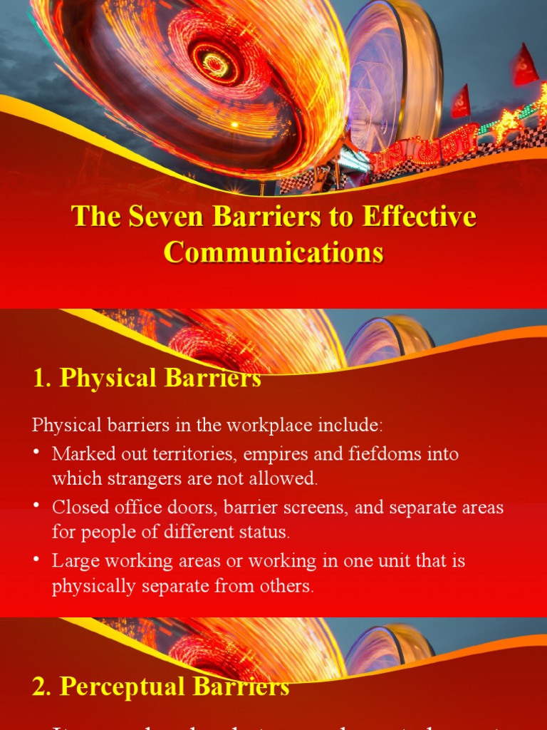 The Seven Barriers To Effective Communications | PDF