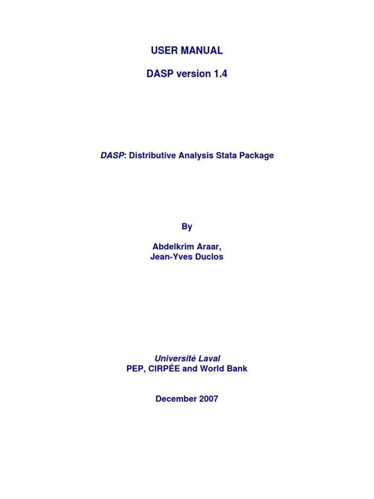 User Manual DASP Version 1.4: DASP: Distributive Analysis Stata Package | PDF | Gini Coefficient ...