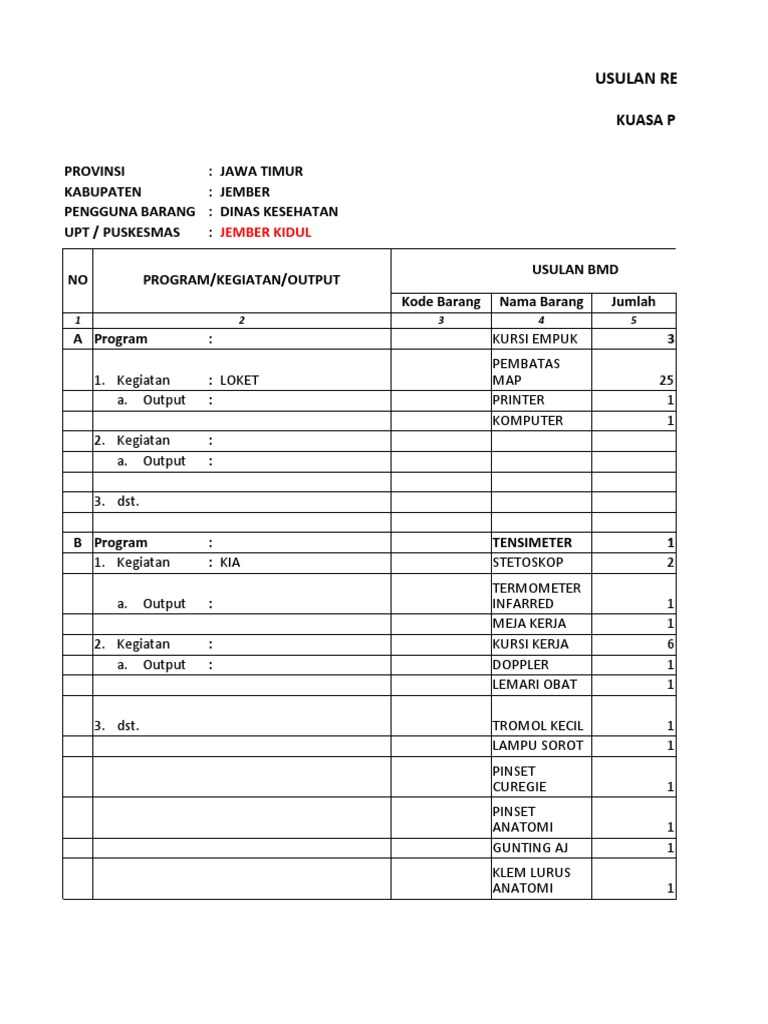 FORM RKBMD Dan RKPBMD TA 2021 | PDF