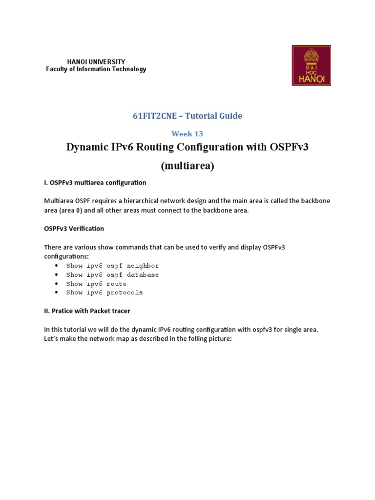 61FIT2CNE Tutorial 13 - Dynamic IPv6 Routing Configuration With Ospfv3 (Multiarea) | PDF ...