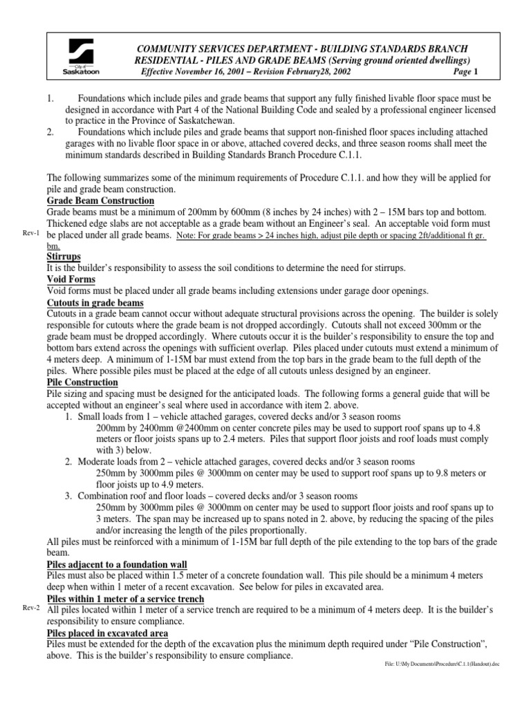 Guidelines for Pile and Grade Beam Construction in Residential ...