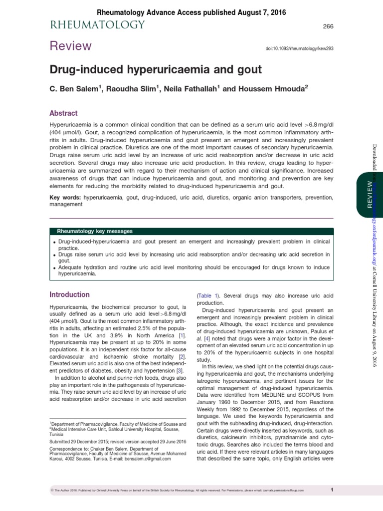 Obat Induksi HIPERURISEMIA A PDF | PDF | Gout | Biochemistry