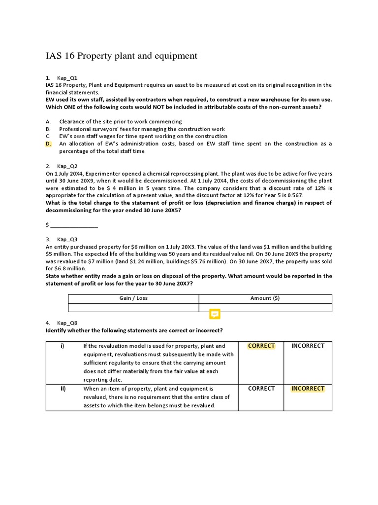 IAS 16 PPE EXERCISE | Fixed Asset | Depreciation