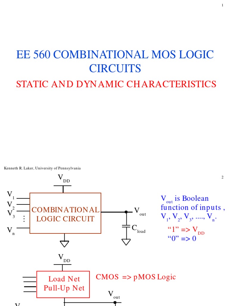 Ee 560 Combinational Mos Logic Circuits: Static and Dynamic Characteristics | PDF | Logic Gate ...