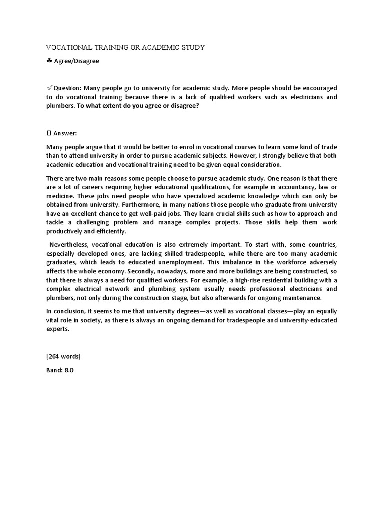 Vocational Training vs. Academic Study | PDF