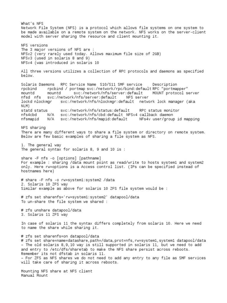 Nfs Solaris Linux Download Free Pdf File System Server Computing