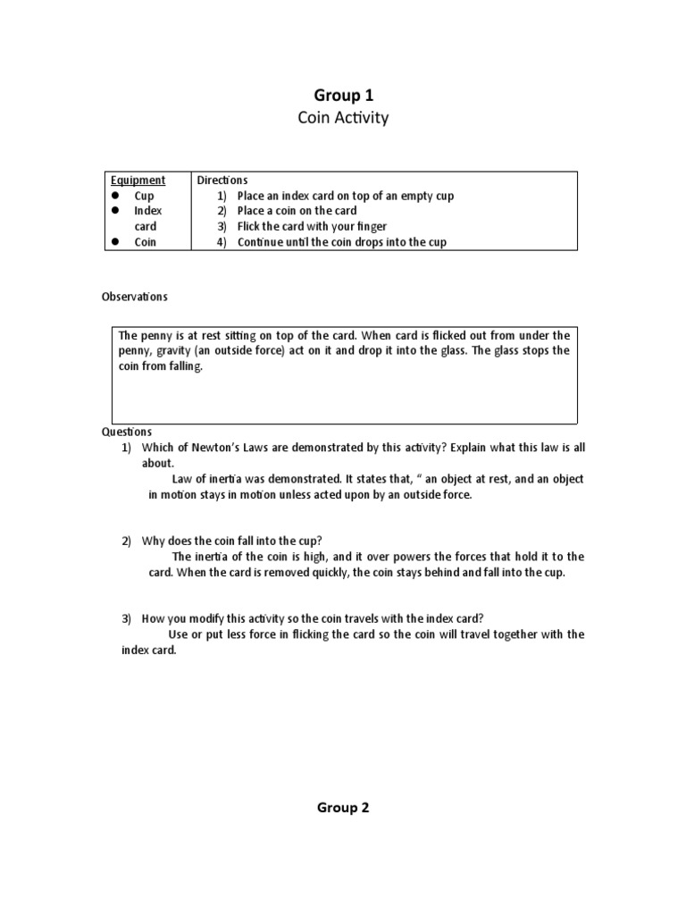 Inertia Activities and Experiments | PDF | Inertia | Force