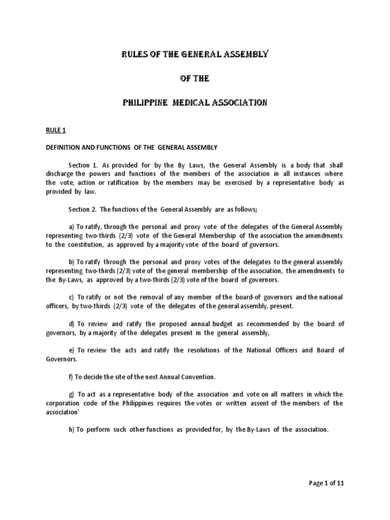 Philippine Medical Association Assembly Rules | PDF | Ratification ...