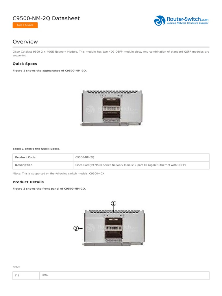 C9500-NM-2Q Datasheet: Quick Specs | PDF | Cisco Systems | Computer Network