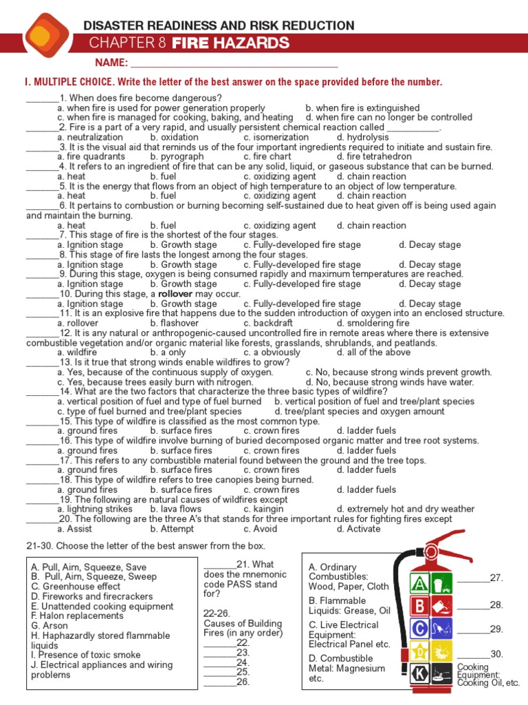 Quiz On Fire Hazards | PDF | Fires | Wildfire