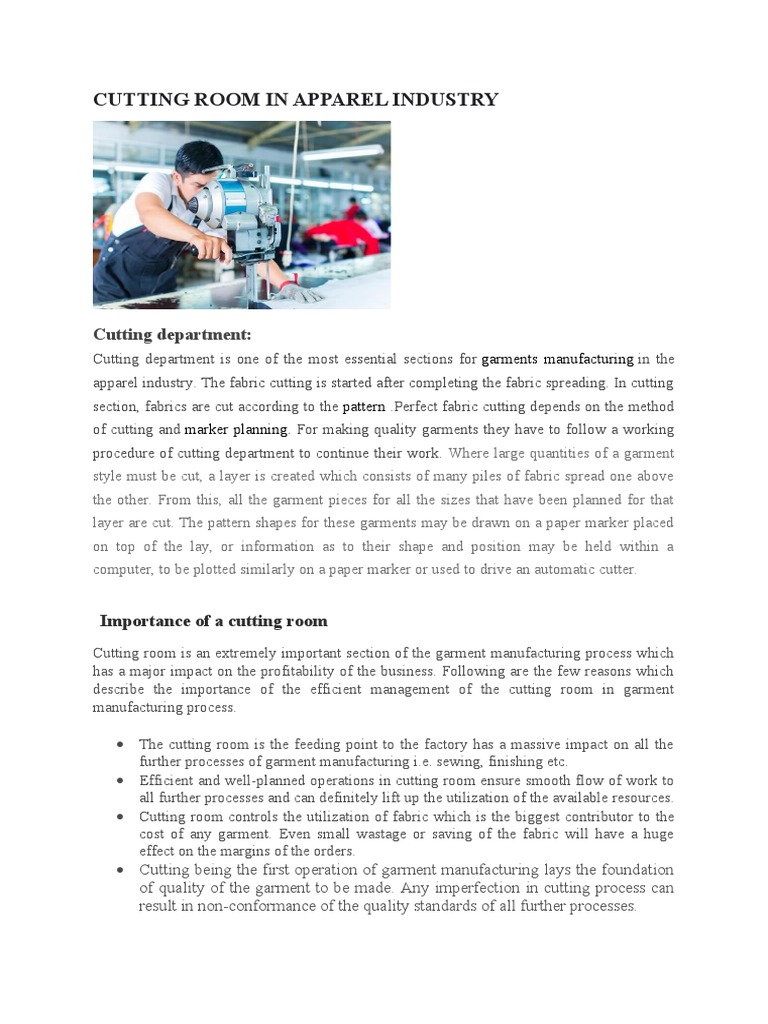 Cutting Room in Apparel Industry | PDF | Knife | Blade
