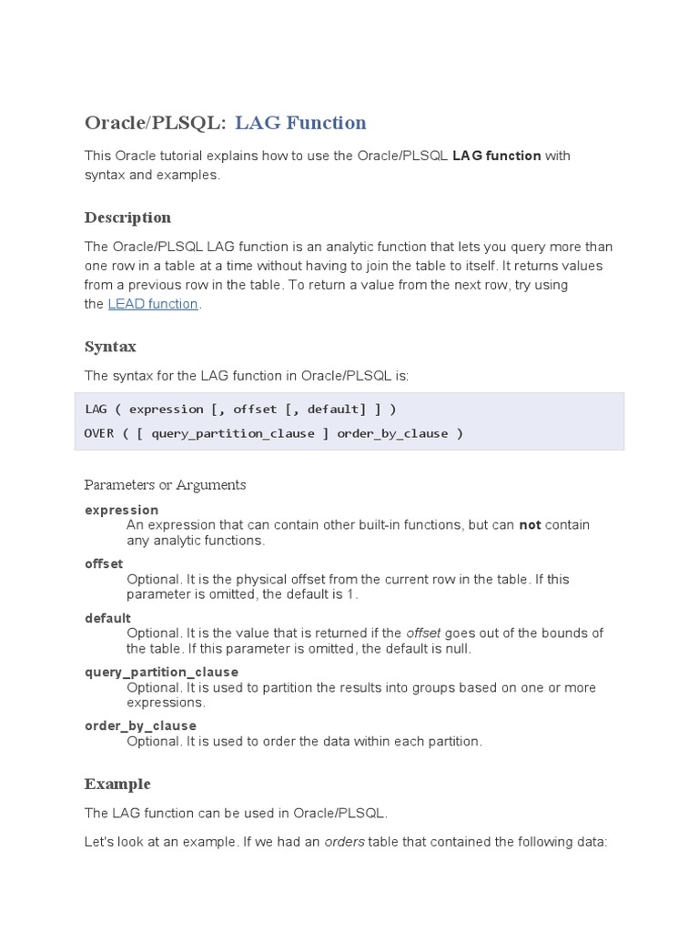 Analyzing Row Data with Oracle Analytic Functions: An Introduction to the LAG, LEAD, and RANK ...