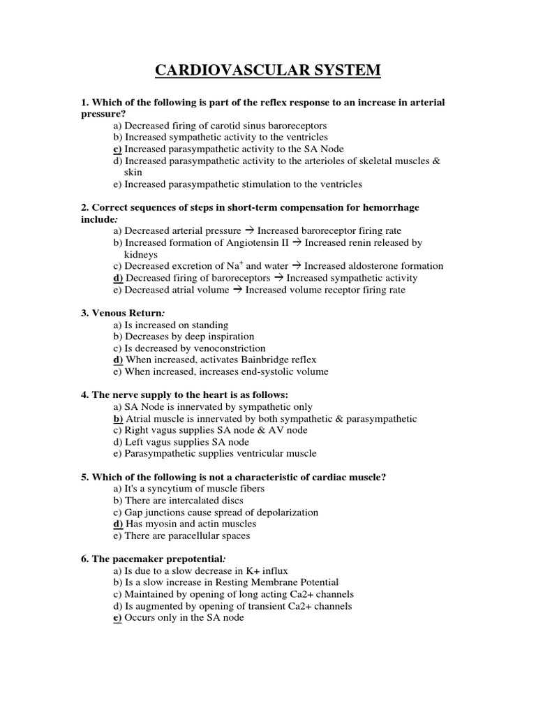 9 - Physiology MCQ of Cardiovascular | Download Free PDF | Heart | Diastole