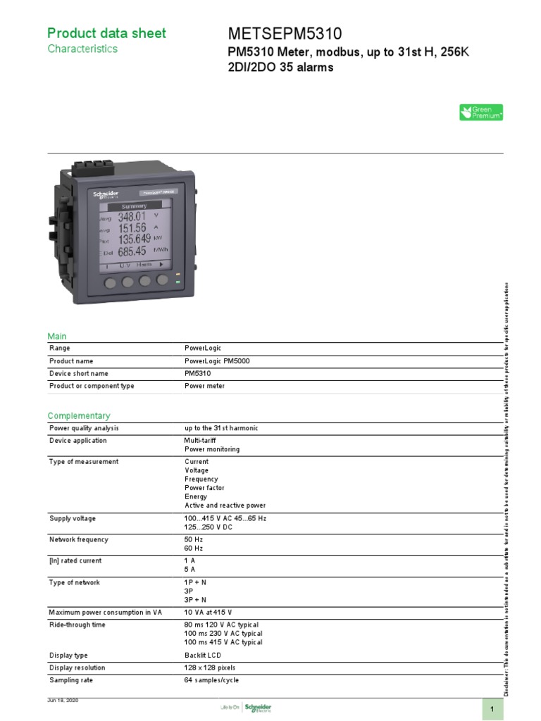 PowerLogic PM5000 Series - METSEPM5310 | PDF | Alternating Current | Ac ...