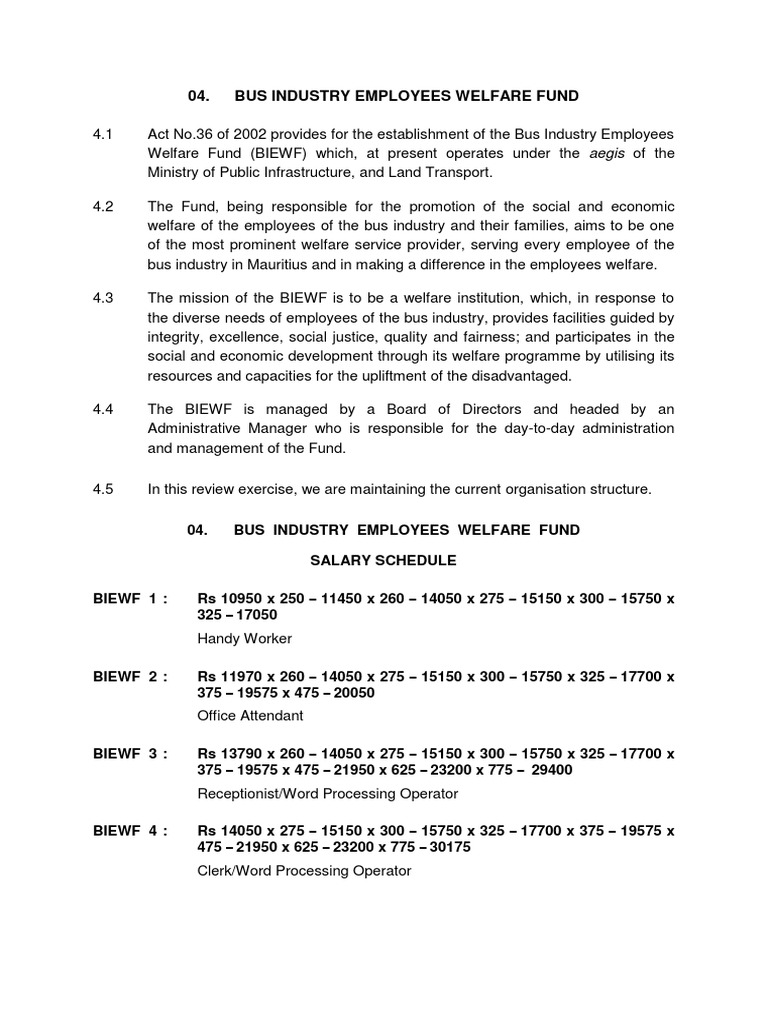 Bus Industry Employees Welfare Fund | PDF | Policy | Employment