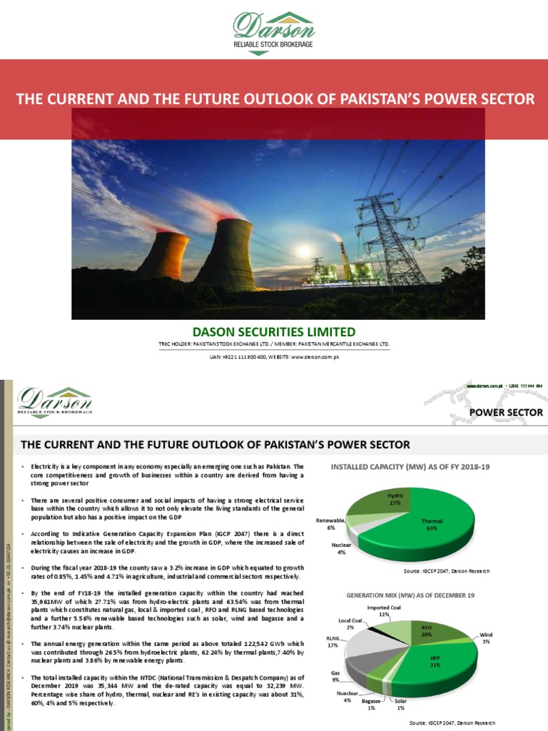 The Current and The Future Outlook of Pakistan's Power Sector | PDF ...